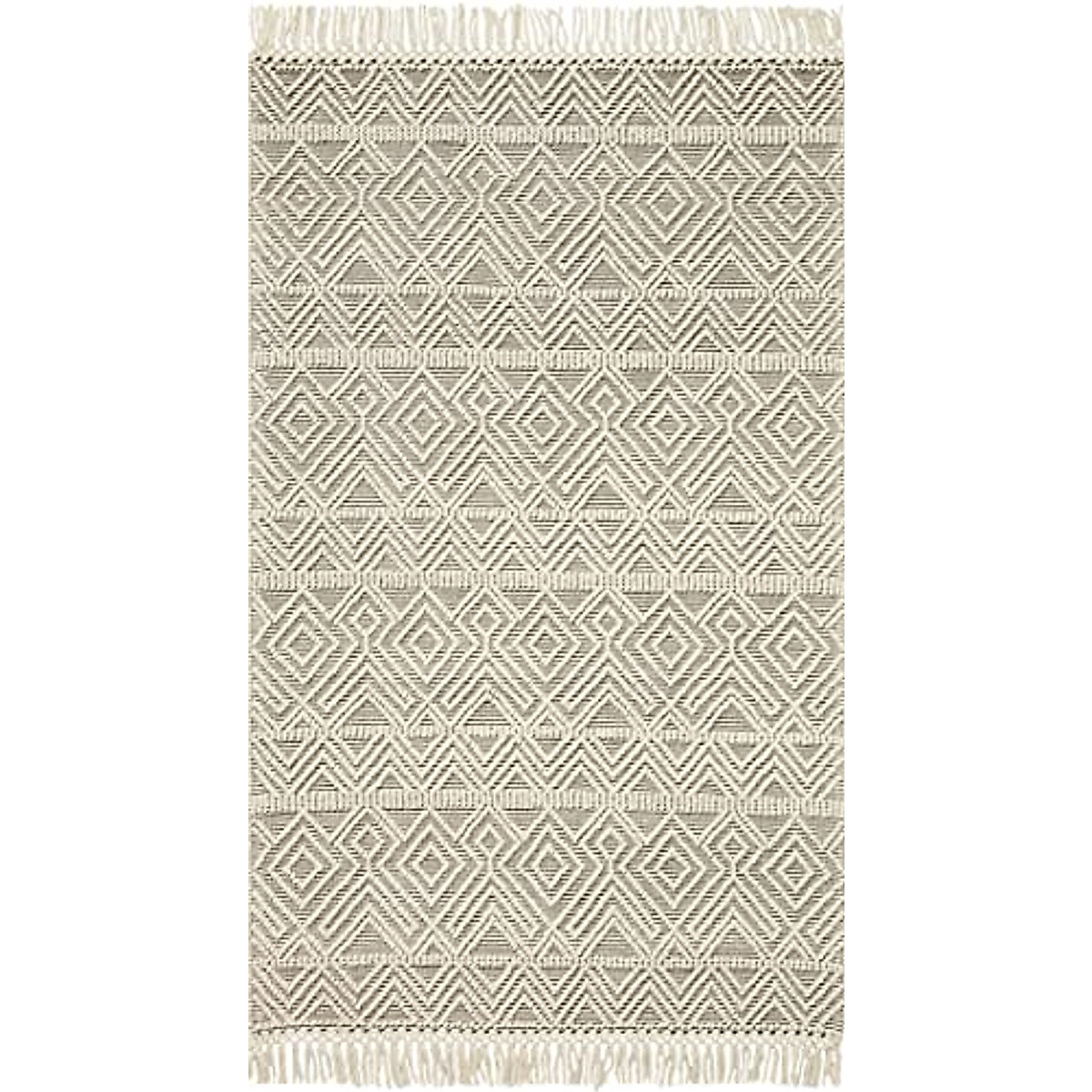Loloi II Noelle Collection NOE-07 Ivory/Grey, Geometric Area Rug 9'-0" x 12'-0"
