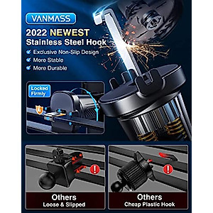 VANMASS Upgraded Car Vent Phone Mount [Patent Steel-Hook] Air Vent Holder Clip Sturdiest Shockproof Universal Mobile Cell Phone Mount Handsfree Stand Cradle for iPhone 14 13 Samsung Galaxy,Grey