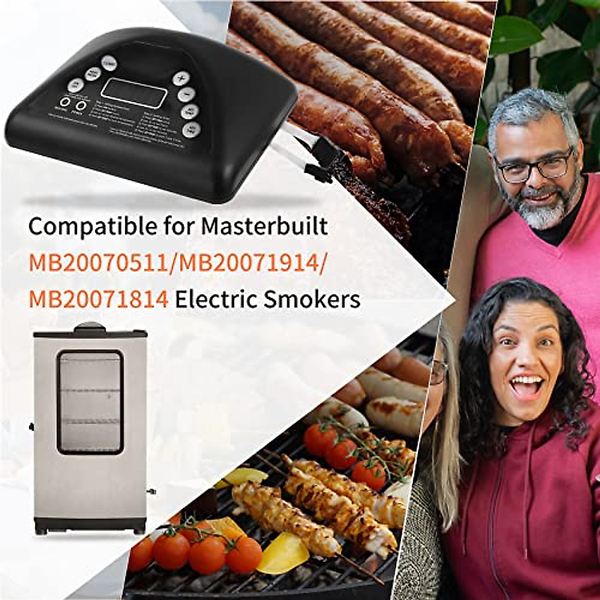 Digital Thermostat Panel Kit Replacement with Electric Smoker Temperature Probe Compatible with Masterbuilt 20070211, 20070311, 20070411 and More Digital Electric Smoker,Part Number-9907100001