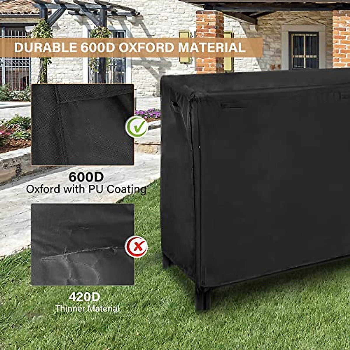 LIBMALL 4ft 600D Oxford Heavy Duty Waterproof Outdoor Firewood Log Rack Cover