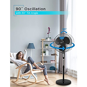 BLACK+DECKER BFSR18B 18 Inches Stand Fan with Remote, Black