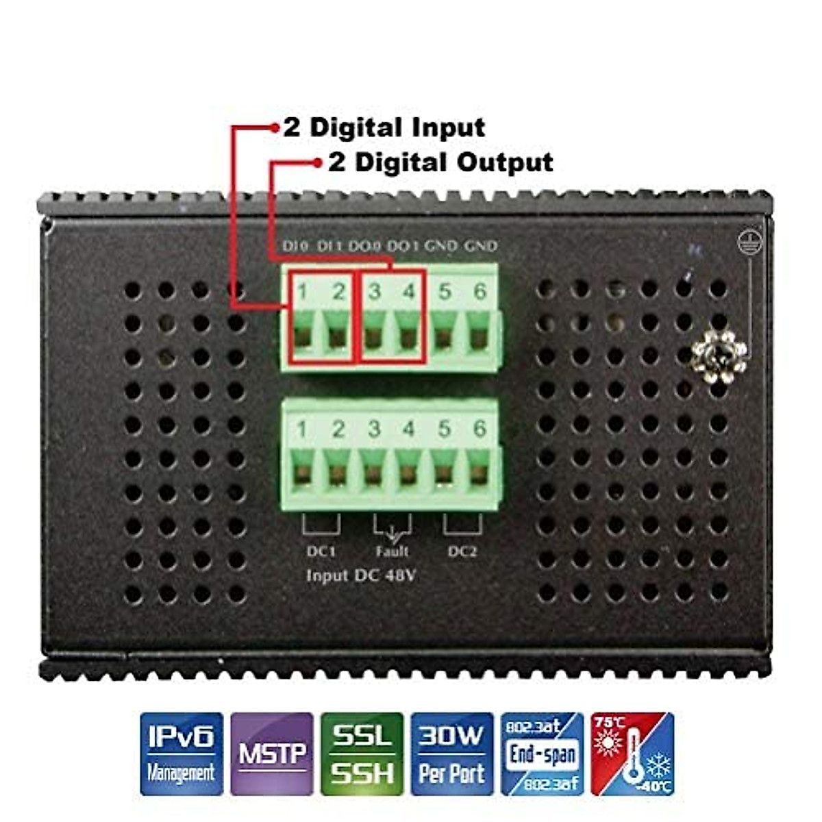 PLANET IGS-10020HPT / Industrial 8-Port 10/100/1000T 802.3at PoE + 2-Port 100/1000X SFP Managed Switch with Wide Operating Temperature