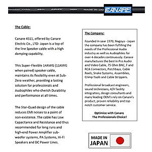 WORLDS BEST CABLES 6 Foot - Canare 4S11 – Audiophile Grade - HiFi Star-Quad Speaker Cable Pair with Eminence Gold Banana Connectors