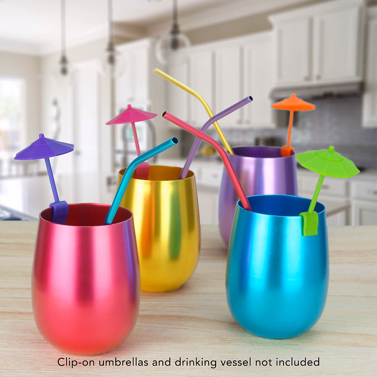 12 Pcs Reusable Metal Straws, Drinking Straws, Aluminum Straws, Smoothies Straws, Rainbow Colorful Straws for Party, Included Cleaning Brushes