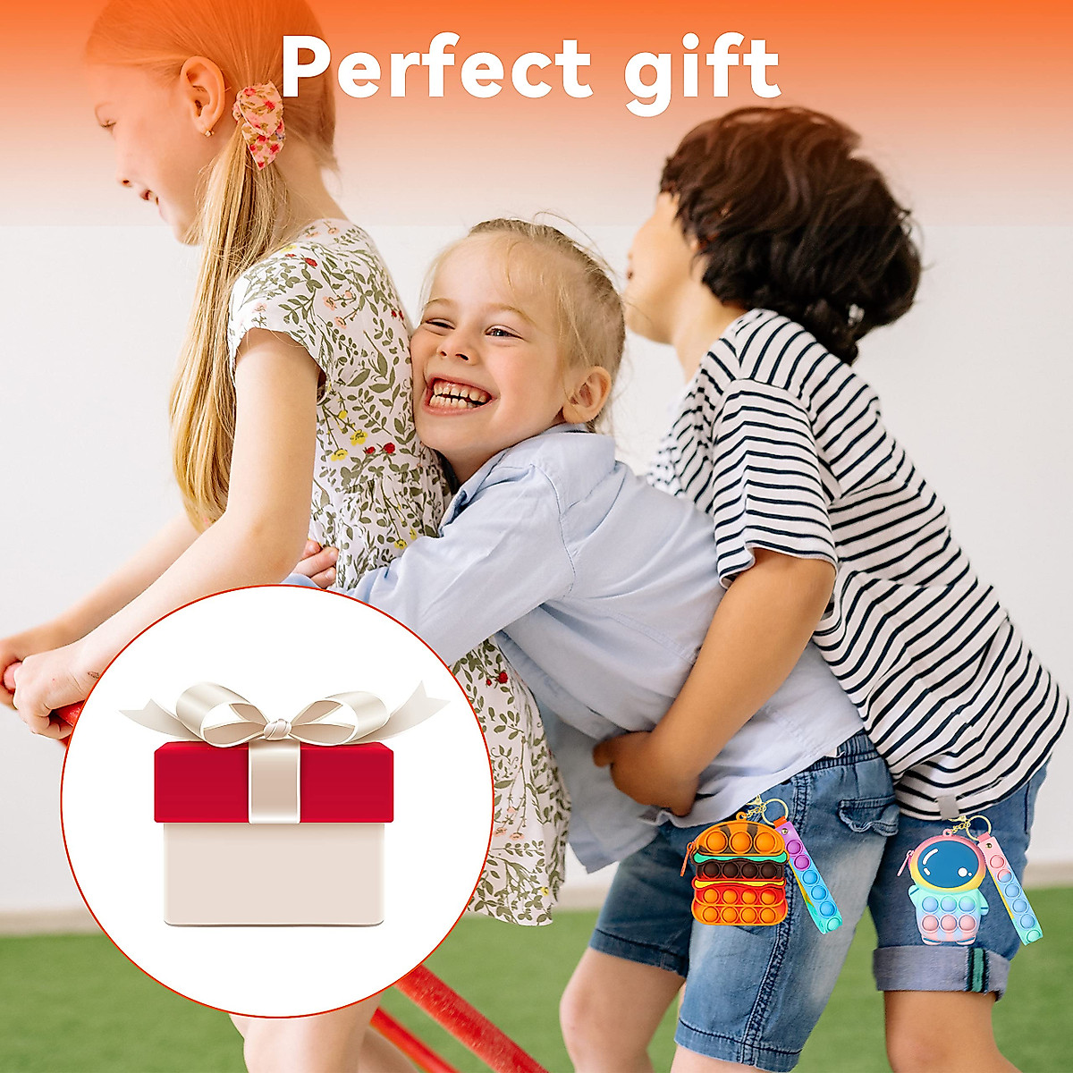 JoySolar Coin Purse Change Coins Fidget for Girls Kids Teen Women Pouches Mini Bubble Small Purses Monedero Fidgets Zipper Pouch Simple Dimple Lanyard Silicone Cute Kawaii Funny Fun (Color Bear)