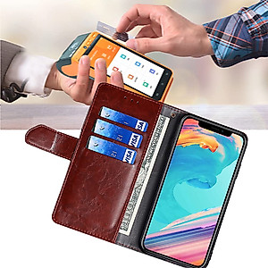 Fansipro Wallet Folio Case for Oppo Reno 2 Z, Premium PU Leather Slim Fit Cover for Reno 2 Z, 3 Card Slots, Good Design, Deep Brown