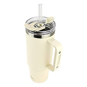 Drinco 40oz 30 oz Tumbler with Handle, Straw Lid, Insulated Stainless Steel Travel Mug Water Bottle Ice Coffee Cup For Cold and Hot, BigSur (30oz, Oakmilk)