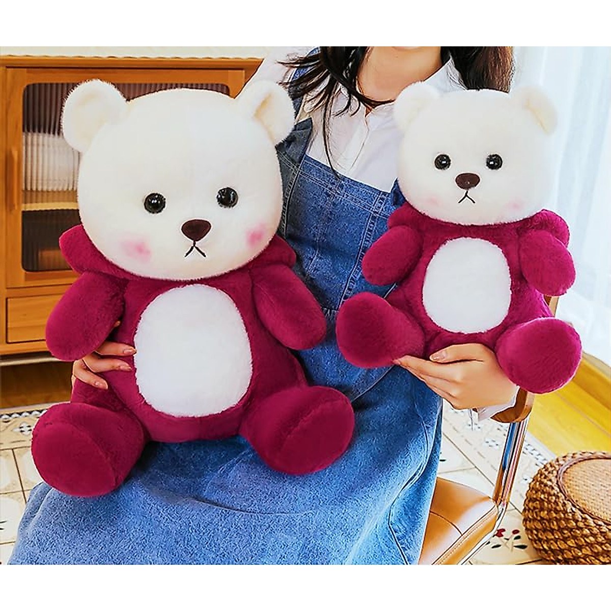 Ryttir 15.7 Inch 15% Chubbier Large Bear Stuffed Animal,Soft Weighted Bear Plush Stuffed Bear Body Pillow for Kids and Adults - Perfect Bear Gifts for Cuddling and Room Decoration