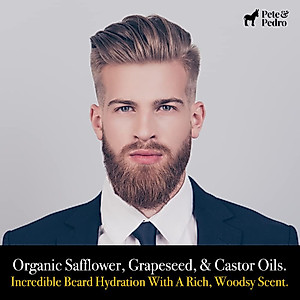 Pete & Pedro BEARD OIL - 100% Natural & Organic Ingredients, Manly Woodsy Scent | Hydrates & Softens Beard & Skin, Reduces Itchiness, Adds Shine, Helps With Beardruff | As Seen on Shark Tank, 2 oz.