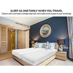 flybold Bed Bridge Twin to King Bed Converter Kit - Bed Gap Filler for Adjustable Bed 9" - Wide Mattress Wedge Connector with Two End Loops and Storage Bag for Travel Kids - Family Guests Stayovers