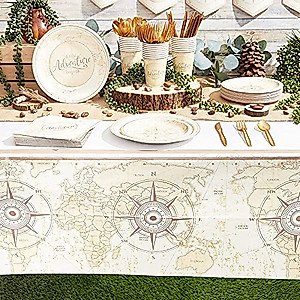 BLUE PANDA Adventure Themed Party Plastic Table Cover for Baby Showers (54 x 108 in, 3 Pack)