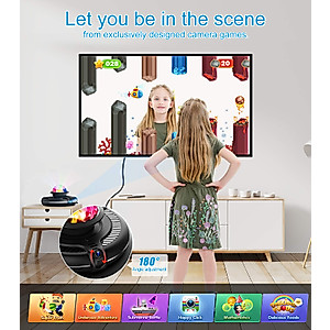 FWFX Electronic Dance Mats - Exercise Fitness Dance Pad Game for TV, Dance Mat Double Game for Kids Adults, Wireless Musical Dancing Mat with HD Camera, Birthday Gift for Girls Boys (Blue)