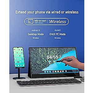 4K Portable Monitor Touchscreen Automatic Rotate 17.3 Inch UHD 3840x2160 Wireless Display Airplay Miracast Monitor for Phone HDMI USB C Monitor Vesa Mount HD Laptop Display (Battery Monitor)