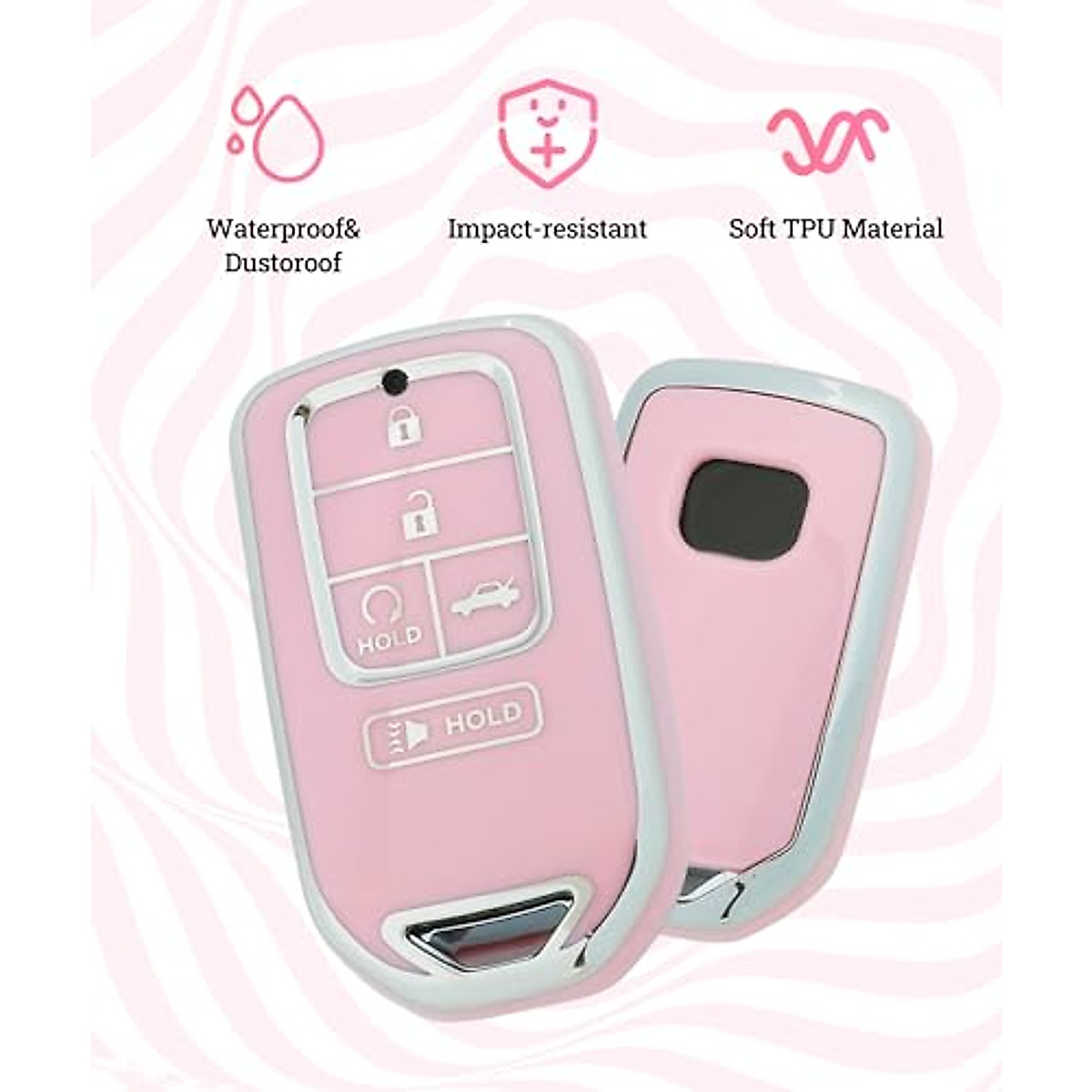 Zlirfy Key Fob Cover,Car Key Case Shell,Car Accessories Key Shells,Soft TPU Key Case Protection,Key Shell Case with Keychain for Women,Full Protection Car Key Cover (for Honda a)