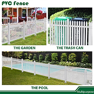 Goleray Outdoor Garden Vinyl Fence (1Set), W84 X H36 White Picket Fence Panels Privacy Screen PVC Fencing for Yard Patio Decorative Air Conditioner Fence(34 Pickets, Straight)