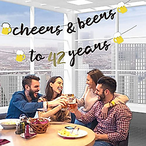 YiiiGoood Interchangeable Numbers Cheers & Beers to Any Age Banner Cursive Banner Beer Birthday Sign Happy Birthday Anniversary Bunting Party Decorations