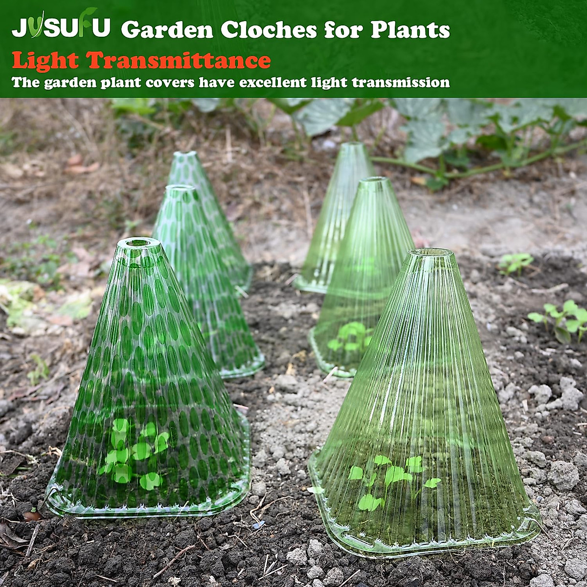 JUSUFU Garden Cloches for Plants, 20 Pack Plant Covers Reusable Plant Bell Cover Protects Plants from Birds, Frost,Snails Etc.