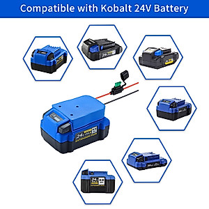 Power Wheel Adapter for Kobalt 24V Battery Adapter with Fuse & Wire Terminal,14 Gauge Wire Power Convertor for DIY RC Trucks, RC Toys, Robotics, Work Lights