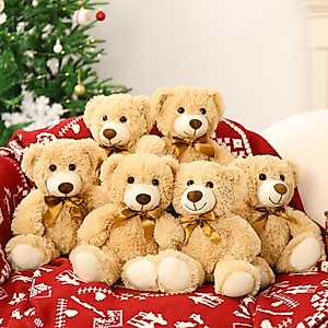MorisMos 3 Packs Teddy Bears Bulk Stuffed Animals, Cute Small Plush Toys, Little Bear for Kids on Centerpiece Baby Shower, 14 Inches, Brown