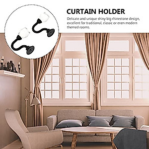 Healifty Curtain Ties Crystal Rose Flower Wall Decorative Tieback Hooks Curtain Tassel Hanger Holder Clothes Hat Towel Coat Hanger Hook for Home Decoration Curtain Tiebacks