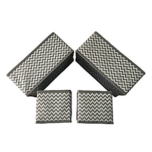 Sodynee Foldable Cloth Storage Box Closet Dresser Drawer Organizer Cube Basket Bins Containers Divider with Drawers for Underwear, Bras, Socks, Ties, Scarves, 6 Pack, Stripe