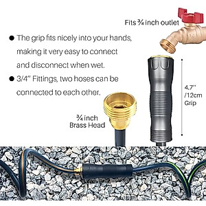 HomeyHoney EVA Recoil Garden Hose 50 ft, Coiled Boat Hose, Heavy Duty EVA coil Hose with Spray Nozzle and Brass Connectors for Outdoors, Yard, Boats, Car Washing