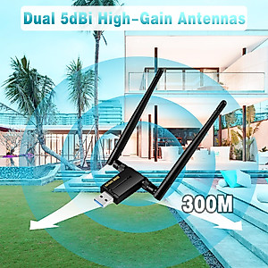 STAPERFO WiFi 6 Adapter for Desktop PC - 1800Mbps USB 3.0 Wireless Network Adapter - 2.4G/5G Dual Band WiFi Dongle for Laptop MU-MIMO OFDMA WPA3 Dual 5dBi Antennas Plug & Play Supports Windows 11/10