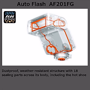 Pentax AF201FG Flash (Black) Dustproof & Weather-Resistant P-TTL Auto Flash Guide Number 20