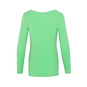 Natural Uniforms Women's Long Sleeve Extra Wide Scoop-Neck T-Shirt Under Scrub (Light Green, Medium)