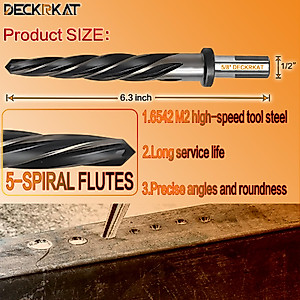 5/8" Reamer Drill Bit for Metal, M2 HSS Taper Reamer for Steel, Alloy, Wood, Plastic to Align, Enlarge Holes – 5-Spiral Flutes, 1/2" Non-Slip Shank, 16mm Car Reamer, Bridge Construction Reamer.