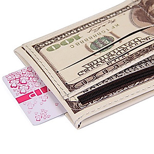 LUI SUI Men Us Dollar Bill Wallet Billfold Leather Credit Card Photo Holder
