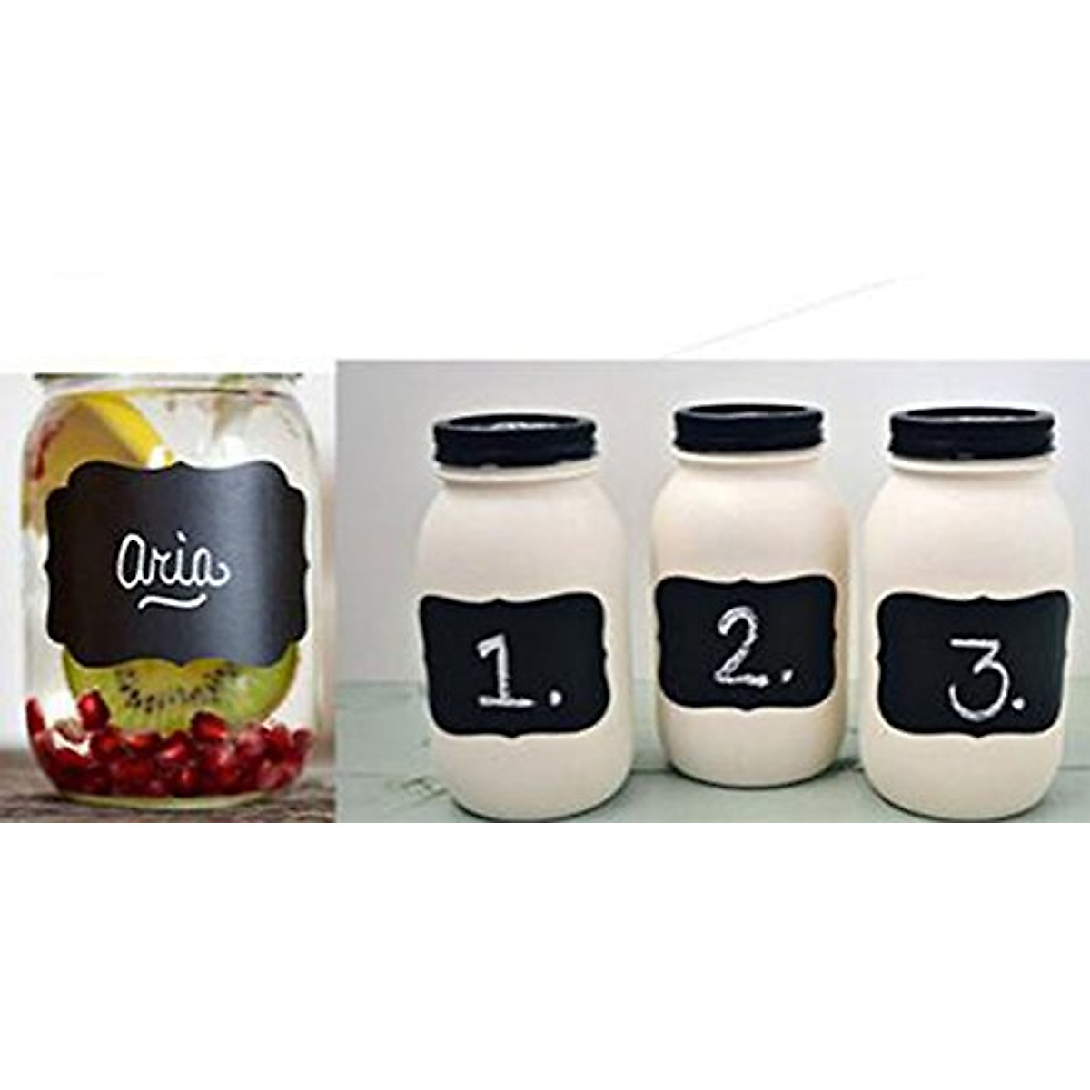 Reusable Waterproof Chalkboard Labels Blackboard Mason Jar Stickers Blackboard Stickers for The Kitchen, Pantry, Mason Jars, Wine Glasses (Black)