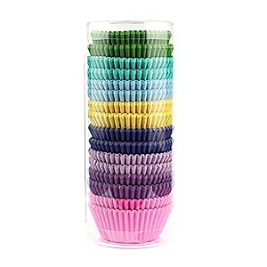 Xlloest Mini Cupcake Liners Muffin Wrappers Rainbow Bright Baking Cups Paper, 400 Pack