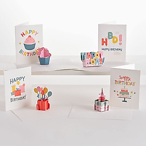 Lovepop Whimsical Birthday Notecards 4 Pack – 3D Pop-Up Greeting Cards – Assorted Fun and Floral Occasion Cards for Mothers, Family and Friends, 4 Card Set, 3.75 x 5.125 inches
