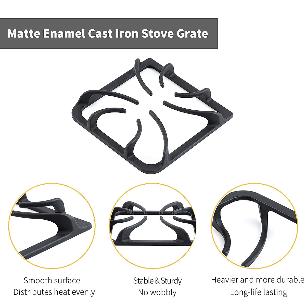 Allstare 316202405 Grate Replacement Parts for Frigidaire Stove Grates Kenmore Gas Range Parts Stove Top Surface Burner Grates 8.8 x 8.8 Inches Cast Iron Rack Cookware Sets 4 Pieces