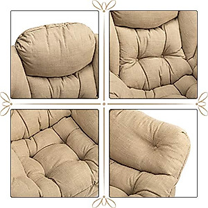 HollyHOME Modern Cotton Fiber Fabric Lazy Chair, Accent Contemporary Lounge Chair, Single Steel Frame Leisure Sofa Chair with Armrests and A Side Pocket, Thick Padded Back, Coffee&White