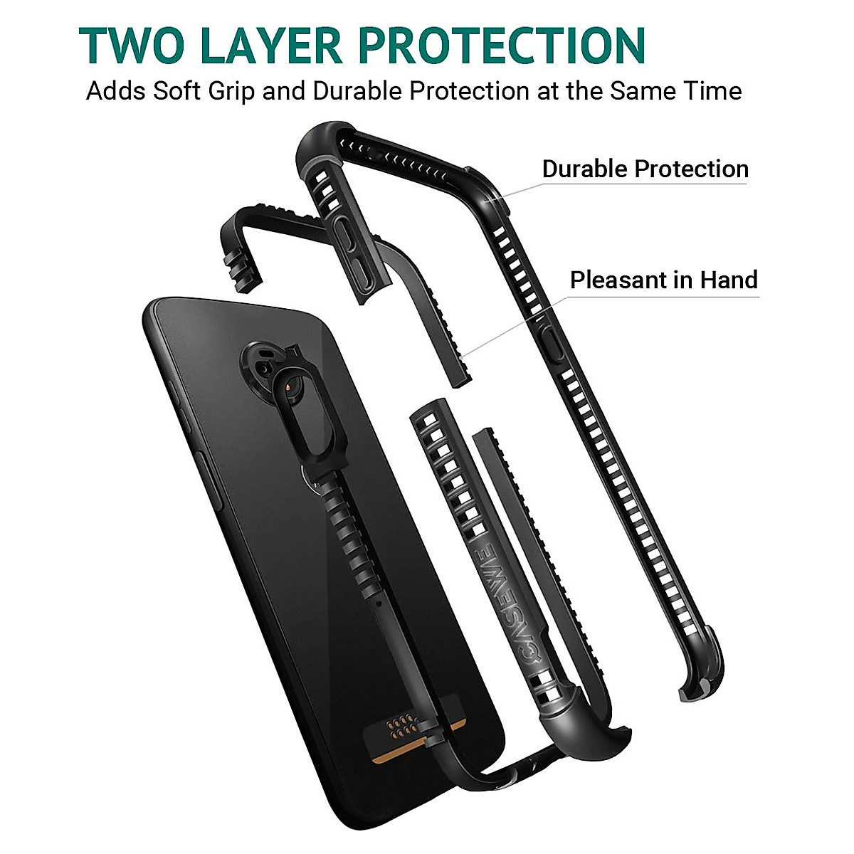 Casewe - Motorola Moto Z3 / Z3 Play Protective Flexible Bumper Case Cover/Compatible with Moto Mods - All Matte Black