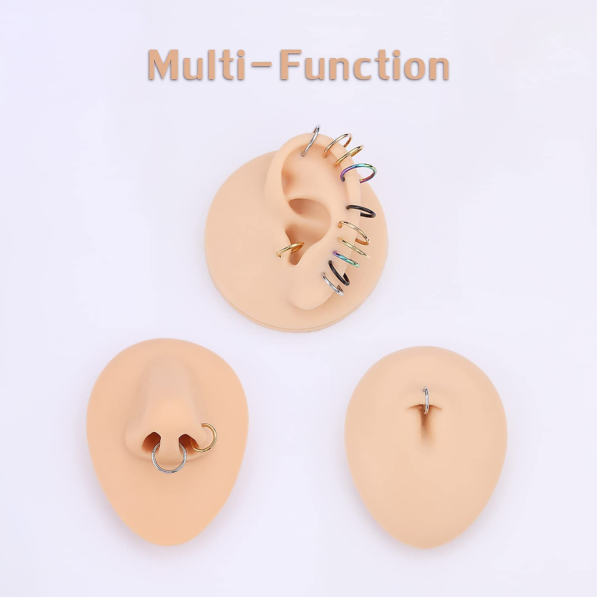 Conch Hoop Ring Hinged Segmet Clicker Seamless Nose Rings Hoops 316L Surgical Steel Rose Gold Septum Jewelry 16G Cartilage Tragus Earrings Helix Rook Daith Ring Lobe Lip Hoop Piercing Jewelry 10mm