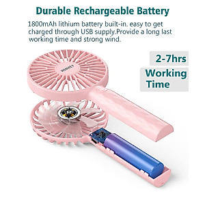 HonHey Handheld Fan Super Mini Personal Fan with Rechargeable Battery Operated and 3 Adjustable Speed Portable Hand Held Fan Eyelash Fan for Girls Women Kids Outdoor Travelling Indoor Office Home (pink)