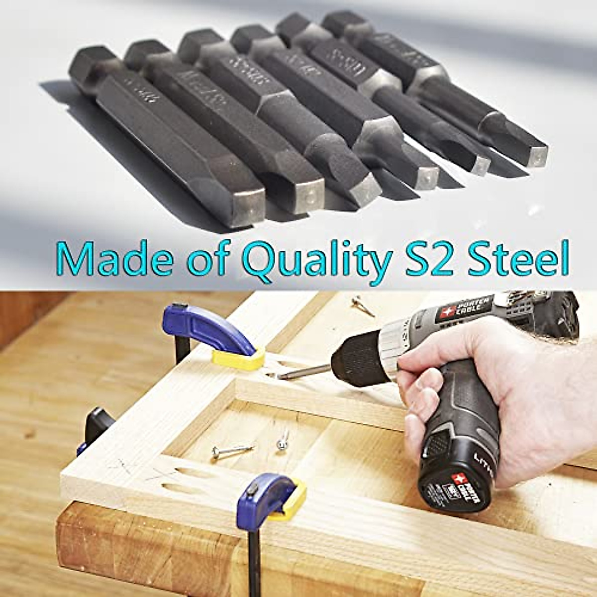 Square Head Screwdriver Bits 6 Sizes SQ1, SQ2, SQ2.7, SQ3, SQ4, SQ5, SKZIRI 6PCS 1/4 Inch Hex Shank Square Screwdriver Tool Set Kits Magnetic Tips For Poket Hole Jig
