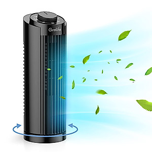 Grelife Oscillating Fan, Desk Table Fan with 3 Speeds, Quiet Cooling, Tower Fans 70° Oscillation, 13'' Portable Small Bladeless for Bedroom Home Office Desktop