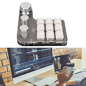 TOPINCN Mini Gaming Keyboard, 9 Keys 3 Buttons Mini Custom Keyboard for Video Editing (White)