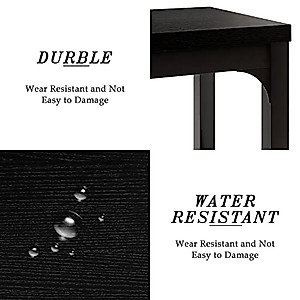 Feonase 3-Piece 63" Dining Table Set with 2 Benches, XL Large Extendable Kitchen Table Set for 6-8 People, Dining Room Table with Metal Frame and Solid MDF Wood Board, Easy Assembly, Black