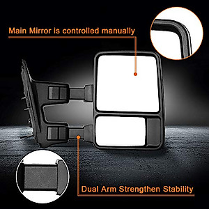 ROADFAR Towing Mirror Fits for 2003-2007 for Ford for F250/for F350/for F450/for F550 Super Duty 2003 2004 2005 for Ford for Excursion Tow Mirror Left Side Power Heated Turn Signal Light Black