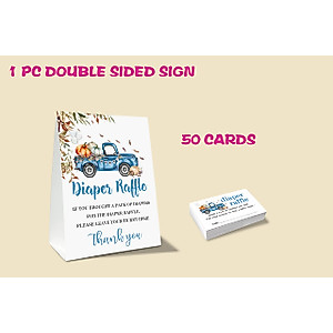 Yuansail Diaper Raffle Tickets For Baby Shower, Pumpkin Cart Themed Cards, Party Favors For Baby Showers Game Cards,1 Sign & 50 Cards Per Pack – (017-niaobu)