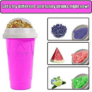 GRETA COMMERCE Slushy Maker Cup Portable and Double Layer Ice Cream Maker Slushie Magic Cup for DIY Drinks Milk Shake