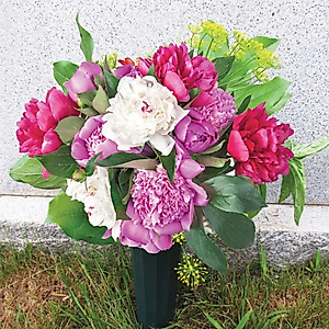 Essentially Yours Memorial Floral Vases with Foam Included - (Green, 6 Pack) | Outdoor In Ground Vases with Stakes, for Fresh and Artificial Flowers