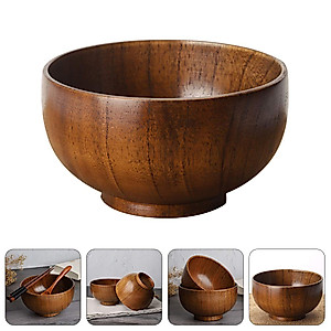 Hemoton 1pc 13x8CM Simple Wooden Bowl Food Bowl Handmade Wood Bowl Soup Bowls Cereal Bowls Rice Bowls Mixing Bowls Wooden Salad Bowl Individual Salad Bowls