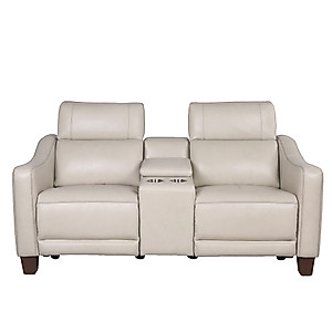 Steve Silver Furniture Ivory Dual-Power Leather Loveseat, Wall Saver Design, Transitional Style, Top Grain Leather, USB Charging Port, Power Headrest and Power Footrest, 39" D x 71" W x 38" H, Ivory