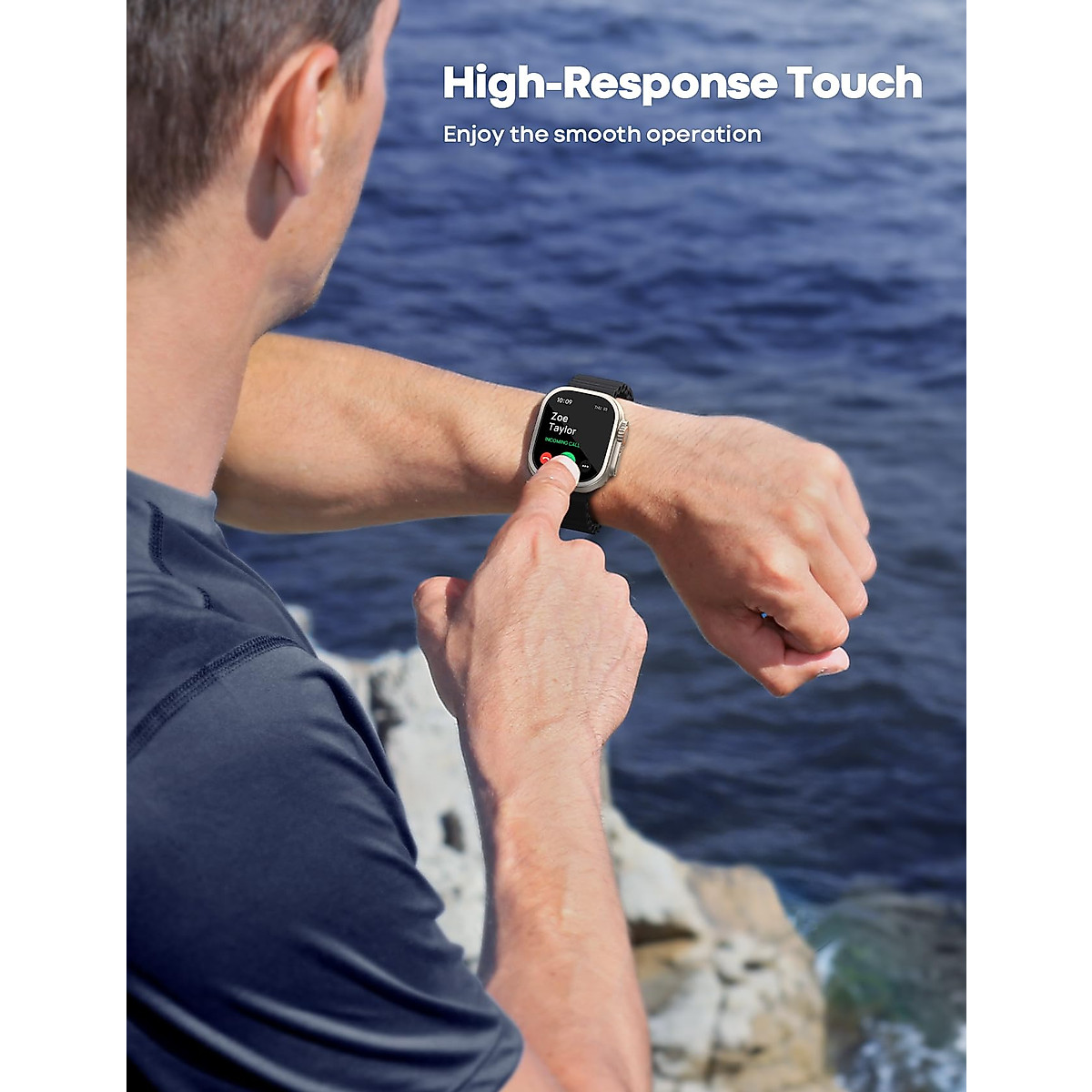 Lamicall [Titanium Alloy Frame Screen Protector for Apple Watch Ultra 49mm, 2 Pack 9H Tempered Glass Film with Easy Alignment Tool Kit, Full Coverage Protective Waterproof Case for iwatch Ultra 2022